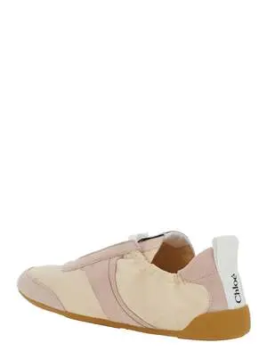 Chloé Kick' Sneakers With Side Lettering Logo And Elasticized Details In Beige Fabric - Multicolor