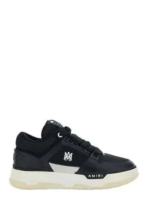 Amiri Chunky Leather & Tech Fabric Sneakers With Logo Detail - Black