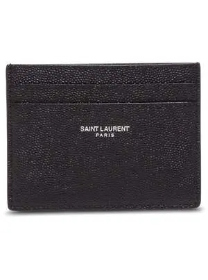 Saint Laurent Card Holder With Logo Embossed In Black Leather For - Multicolor