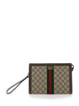 Gucci Gg Supreme Pouch With Web Detail And Gg Plate - Multicolor