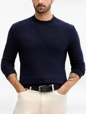 Sisley Ribbed Knit Crew Neck Sweater - Blue