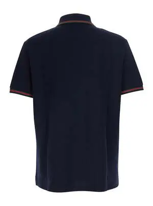 Gucci Blue Polo With Web Detail And Logo Lettering On The Front In Cotton For - Multicolor