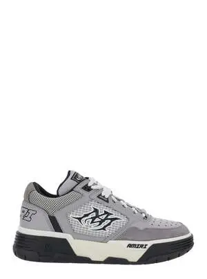 Amiri Gray Leather Sneakers With Contrast Details And Rubber Sole - Multicolor