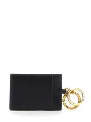 Valentino Garavani Brown Keychain With Ring Closure And Rectangular Design With Vlogo On The Front In Leather For