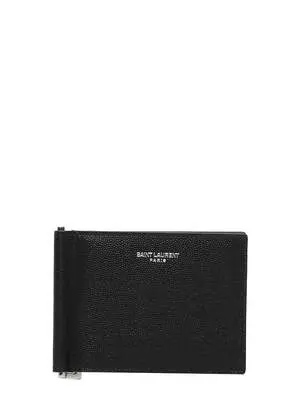 Saint Laurent Wallet With Logo On The Front In Black Leather For - Multicolor