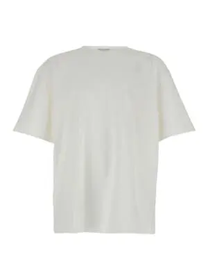 Bottega Veneta Crew Neck T-shirt With Embroidery On The Front In Cotton For - White
