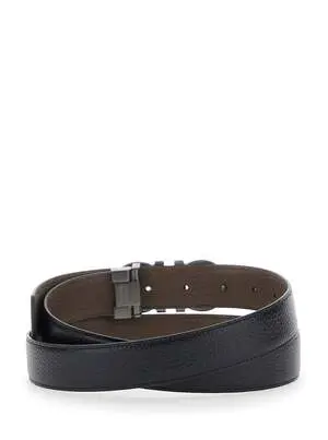 FERRAGAMO Reversible Belt With Gancini Buckle In Grained Leather - Multicolor
