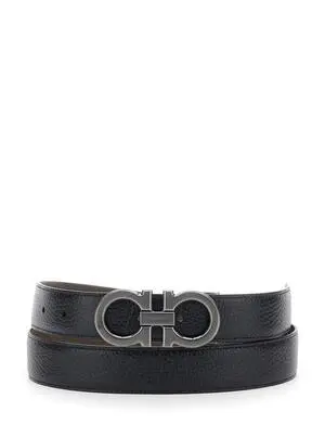 FERRAGAMO Reversible Belt With Gancini Buckle In Grained Leather For - Multicolor