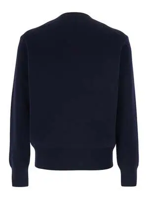 AMI Paris Crewneck Sweater With Red Heart Embroidery - Multicolor