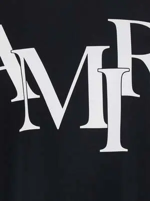 Amiri Black Crew Neck T-shirt With Maxi Logo Lettering On The Front In Cotton For - Multicolor