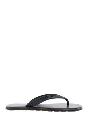 Bottega Veneta Sanpieri' Black Sandals With Thong Design And Flat Sole In Rubber For - Multicolor