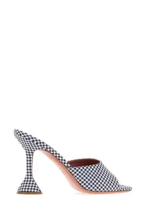 Amina Muaddi Printed Fabric Lupita Mules - White
