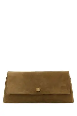 Khaite Camel Suede Audrey Clutch Light Brown