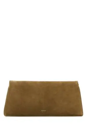 Khaite Suede Audrey Clutch - Light Brown