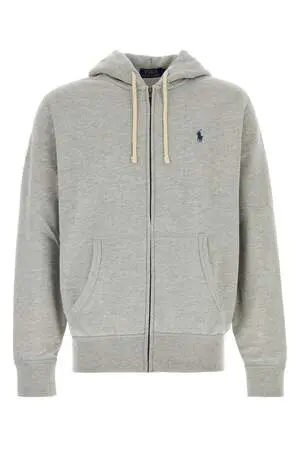 Polo Ralph Lauren Cotton Blend Zip-up Hoodie With Embroidered Logo - Grey