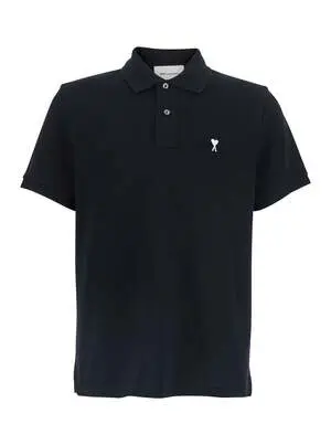 AMI Paris Ami Paris Men Polo Shirt With Ami De Coeur Logo Embroidered On The Front In Black Cotton For Men Multicolor