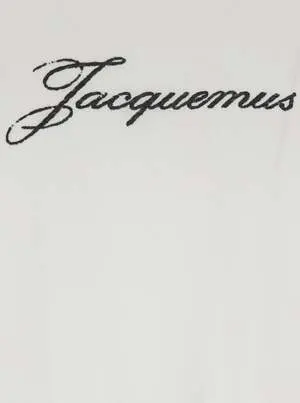 Jacquemus Le T-shirt White Crew Neck T-shirt With Logo Lettering On The Front In Cotton Blend For - Multicolor
