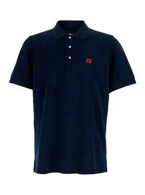 Fendi Fendi Men Blue Polo With Classic Collar And Logo On The Front In Cotton Men Multicolor