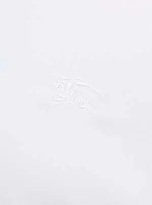 Burberry White Long Sleeve Shirt With Tone-on-tone Embroidery In Stretch Cotton For