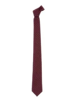 Saint Laurent Silk Neck Tie With Polka Dot Motif - Multicolor