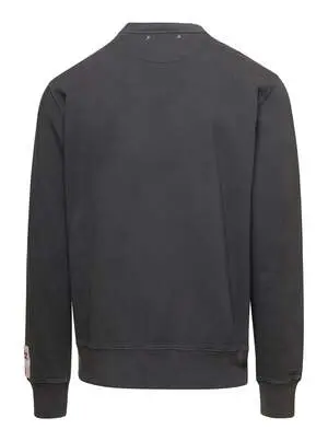 GOLDEN GOOSE Crewneck Sweatshirt With Logo Print In Cotton - Gray