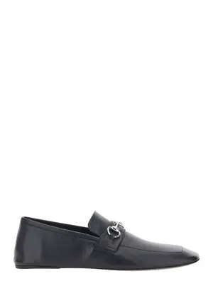 Gucci Black Leather Loafers With Horsebit Detail - Multicolor