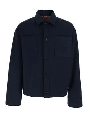 Gucci Blue Jacket With Front Closure And Gg Logo Detail In Cotton Jersey - Multicolor