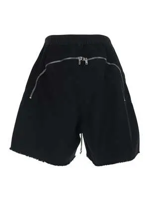 Rick Owens Cotton Shorts With Elasticated Drawstring Waist And Back Zip - Multicolor