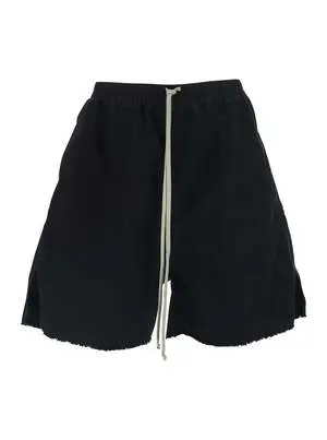 Rick Owens Cotton Shorts With Elasticated Drawstring Waist And Back Zip - Multicolor