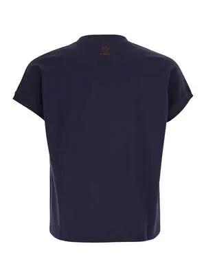 Versace Blue 'vintage' T-shirt With Round Neck And Front Logo For