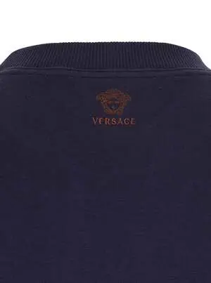 Versace Blue 'vintage' T-shirt With Round Neck And Front Logo For