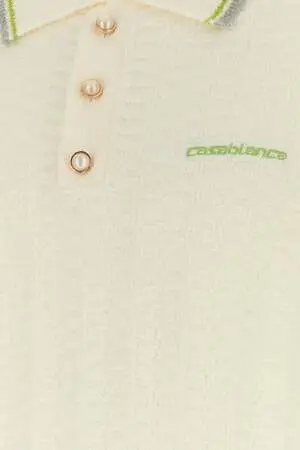 Casablanca Ivory Boucle Polo Shirt