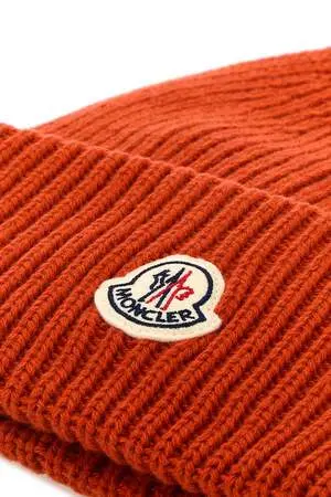 Moncler Wool Blend Beanie Hat - Orange