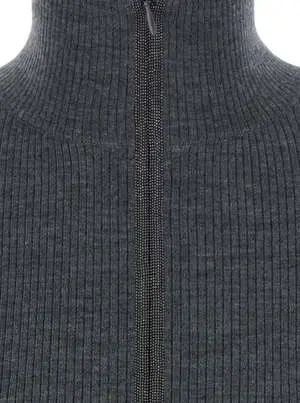 Brunello Cucinelli Wool And Cashmere Half-zip Turtleneck Sweater - Multicolor
