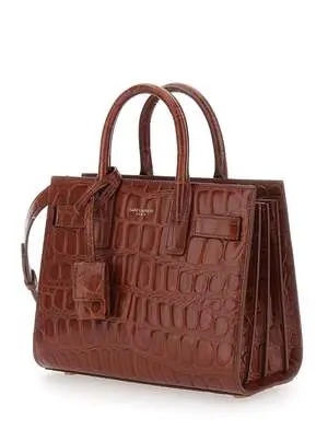 Saint Laurent Leather Handbag With Crocodile-embossed Effect - Multicolor