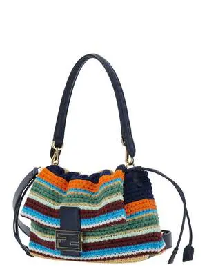 Fendi Mamma Baguette Media Shoulder Bag With Ff Closure And Striped Motif - Multicolor