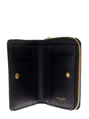 Saint Laurent Wallet With Cassandre Plate On The Front In Black Leather For - Multicolor