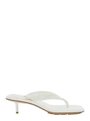 Bottega Veneta Sampieri White Rubber Thong Sandals With Kitten Heel - Multicolor