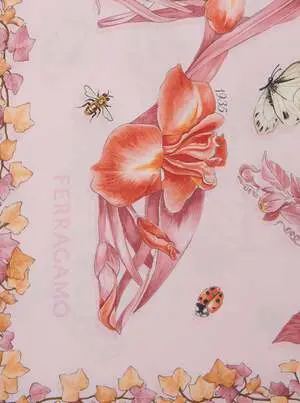 FERRAGAMO Silk Floral Print Scarf - Pink