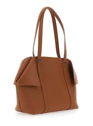 FERRAGAMO Leather Tote Bag With Folded Sides And Logo Lettering - Multicolor