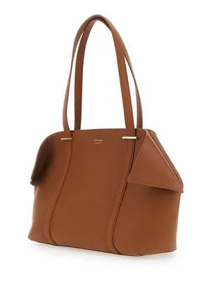 FERRAGAMO Leather Tote Bag With Folded Sides And Logo Lettering - Multicolor