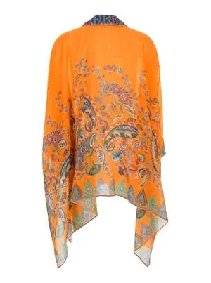 Etro Orange Paisley Print Ramie Oversized Shirt - Multicolor