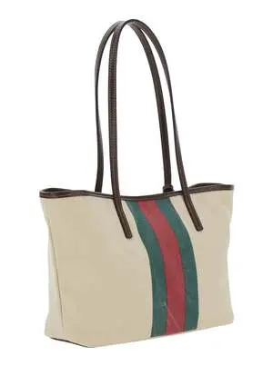 Gucci Canvas Tote Bag With Web Detail