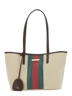Gucci Canvas Tote Bag With Web Detail - Multicolor