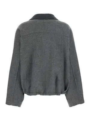 Brunello Cucinelli Wool Jacket With Mock Neck And Dropped Shoulders