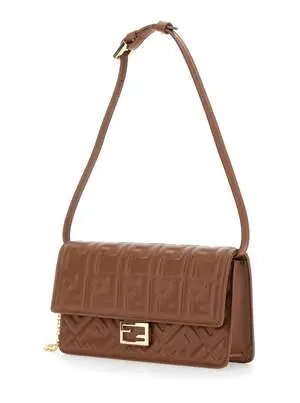 Fendi Leather Crossbody Bag With Ff Motif