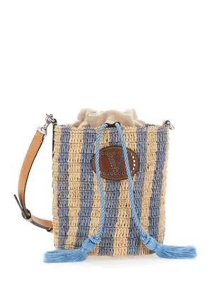 VALENTINO Valentino Garavani Women Beige Crossbody Bag With Striped Motif And Vlogo Leather Patch On The Front In Raffia For Women