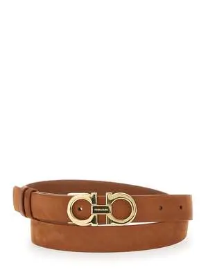 FERRAGAMO Suede Belt With Gancini Buckle - Multicolor