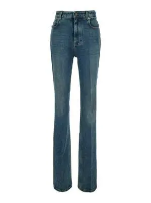 Balenciaga High-waisted Straight Leg Jeans With Back Logo Patch - Multicolor
