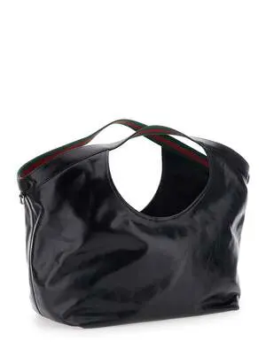 Gucci Ophidia Shoulder Bag With Magnetic Closure And Gg Plaque In Patent Leather